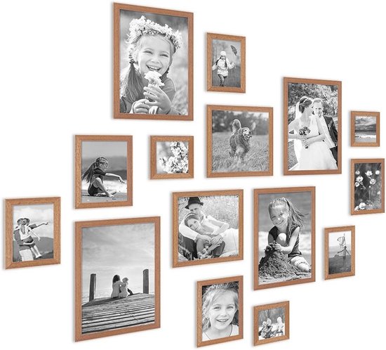 Set van 15 Fotolijsten in Eiken Hout | bol