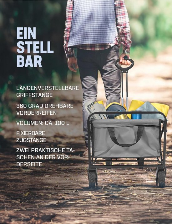 Opvouwbare bolderkar - Handkar voor comfortabel vervoer, 100 liter ...