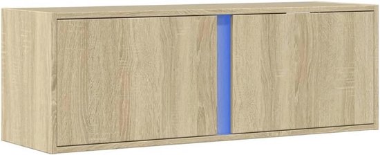 TV Wandelement met LED Verlichting 100x31x35cm Sonoma Eiken - Wandkast ...