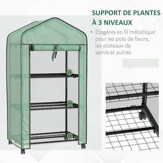 Mini Kas voor Balkon met 3 Planken - Compacte Tuinkas op Wielen | bol