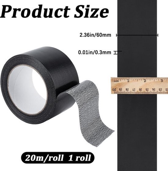 20m x 60mm Black Fabric Binding Repair Tape - Adhesive Tape for Pipes ...