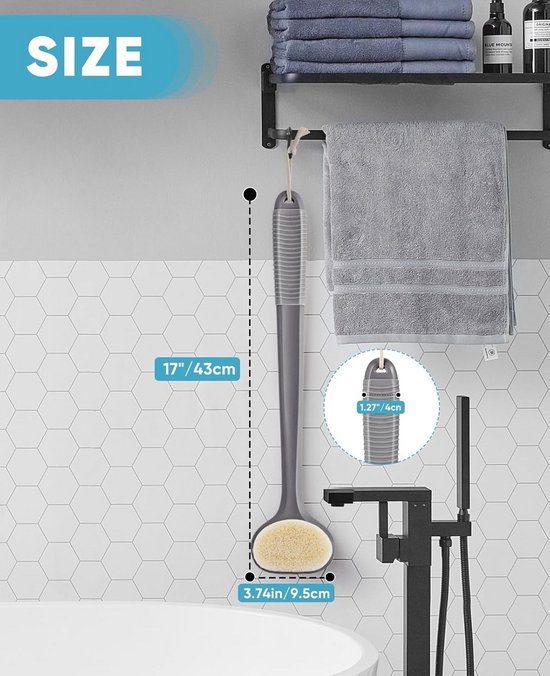 Lange Rugborstel voor Douche met Antislip Handvat voor Zachte ...