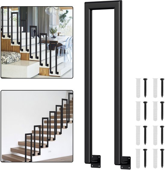 110 cm U-vorm Elliptische buis Leuningen voor trappen Trapleuning Zwart ...