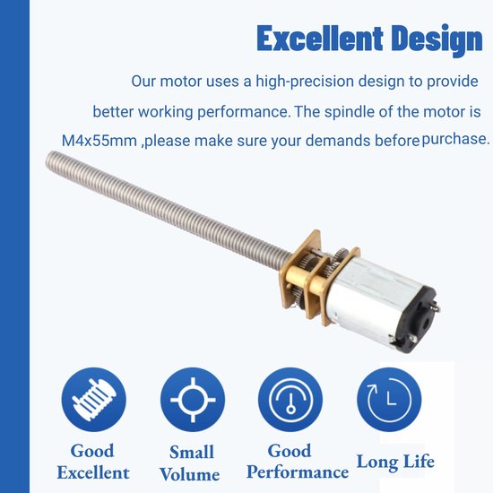 Ball Screw Motor - N20 Gear Motor - Mini Geared Electric Motor met 12V ...