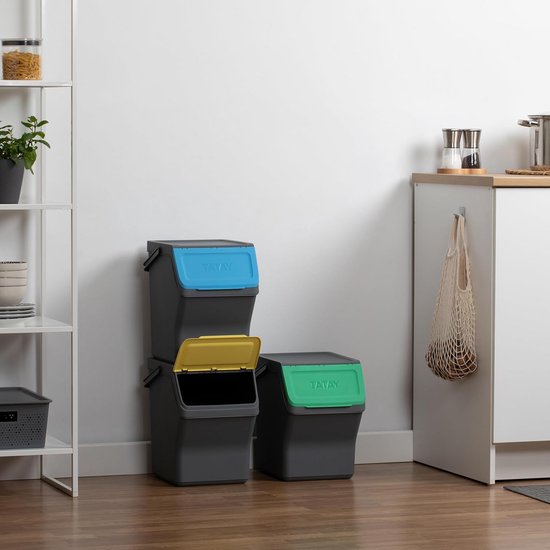 TATAY Recycling bins Easy Waste 20L | Set of 3 | Waste separation ...