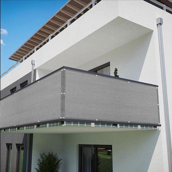 Balkon Afscherming 50x950 cm Grijs - Privacydoek met UV-bescherming en ...