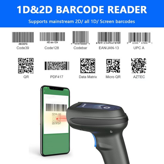 Bekabelde 1D 2D QR Barcode Scanner voor PC en Laptop | bol