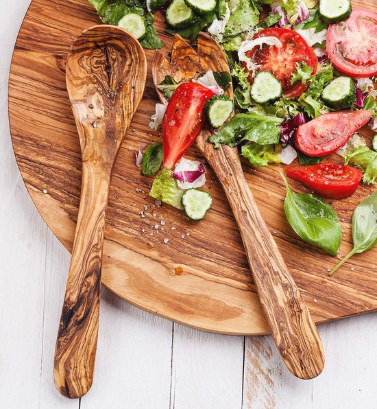 Houten Opscheplepels voor Salade - Handgemaakt van Olijfhout - Set van ...