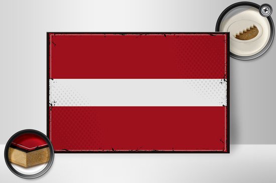 Holzschild Flagge Lettlands 30x20cm Retro Flag of Latvia | bol