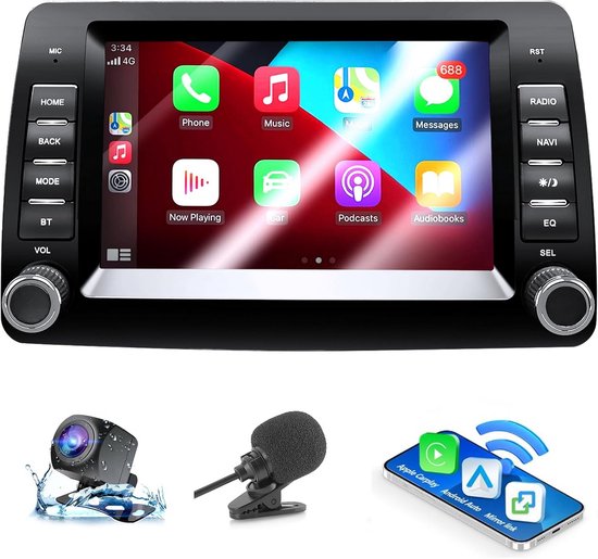 Auto Radio Navigatie met Android Auto en Draadloze CarPlay voor Fiat ...