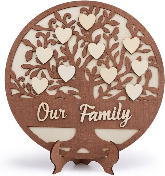 Houten Stamboom Decoratie Rond - Familie Naamplaat voor Muur of Tafel ...