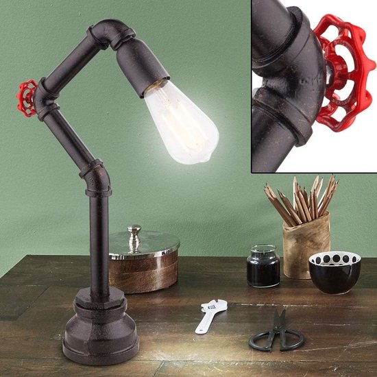 Decoratieve Tafellamp Zwart Goud Patina - Industrieel Design | bol