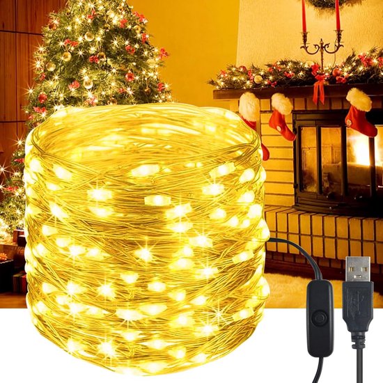 20 Meter LED Lichtsnoer USB met 200 Micro LED's - Waterdicht en Dimbaar ...