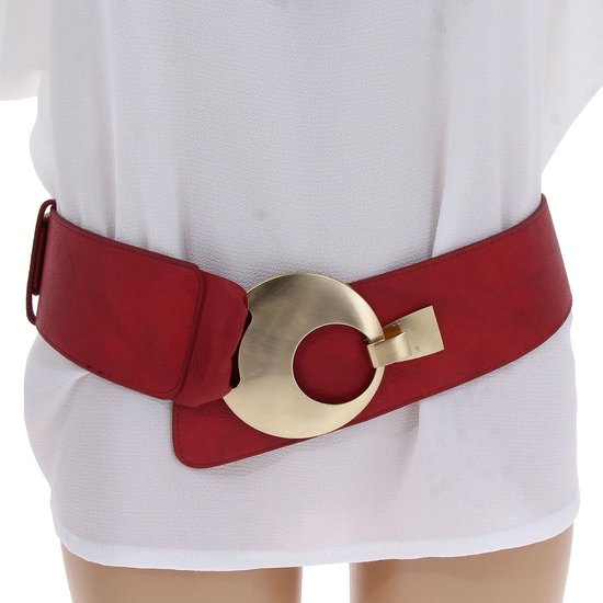 Brede damesriem met ronde gesp - Elastische ceintuur voor taille en ...