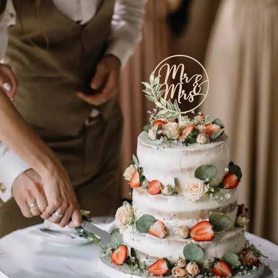 Cake Topper voor Bruiloft met Houten Taartprikker en Mr & Mrs Decoratie ...