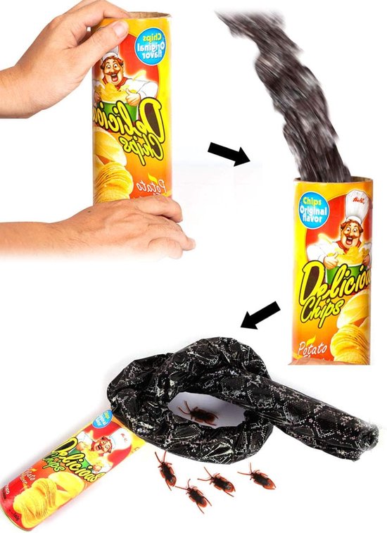 Pop Up Chips - Grappige aardappelchips doos met verrassende slang ...