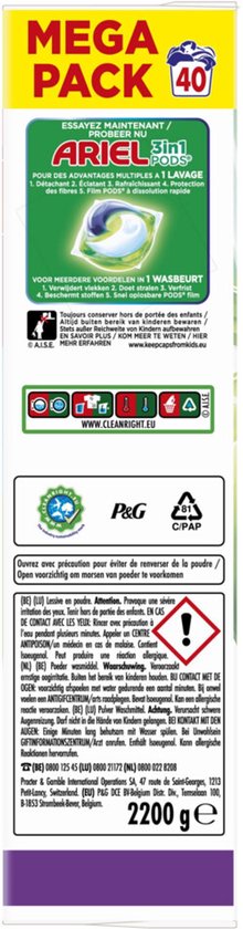 7 x Ariel – Color – Snel Oplosbaar Waspoeder – 2,2 kg - Grootverpakking ...