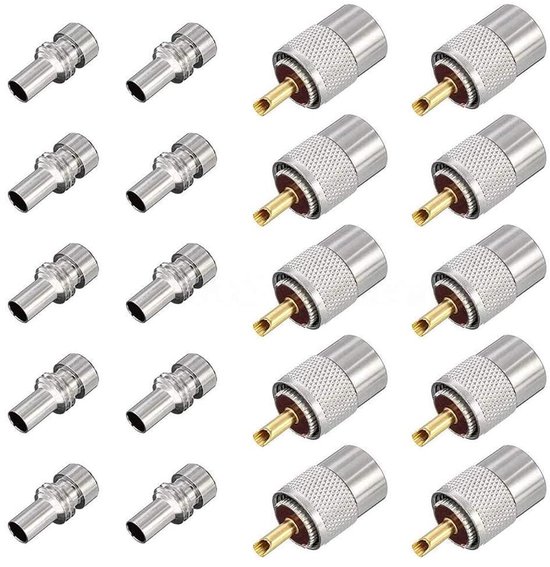 Green Glow - Set van 10 soldeerconnectors UHF/PL-259 met verloopstuk ...