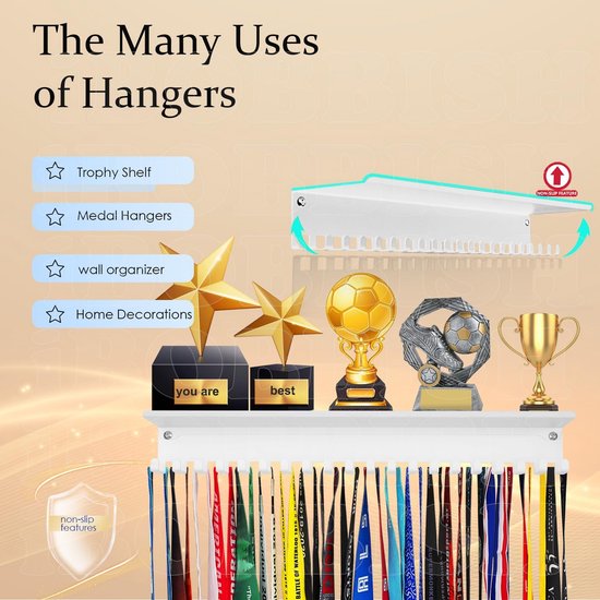 Antislip Medaille Hanger Display met Trofee Plank voor Muur | bol
