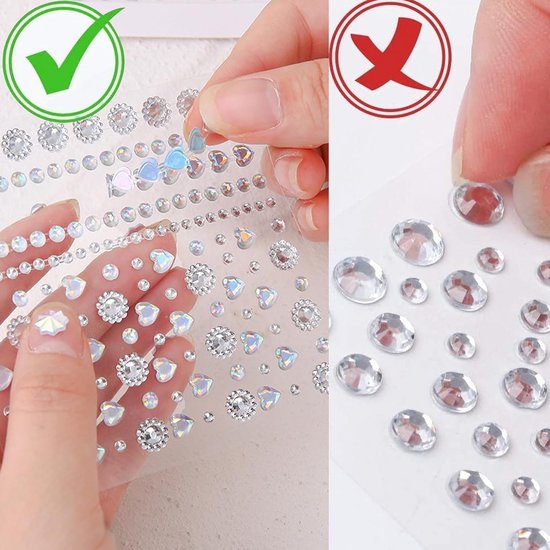 900 Zelfklevende Strass Steentjes voor Gezicht, Glitter, Carnaval Make ...