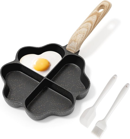 Hartvormige Inductie Omelet Pan met 4 Gaten - Gezonde Kookpan voor het ...