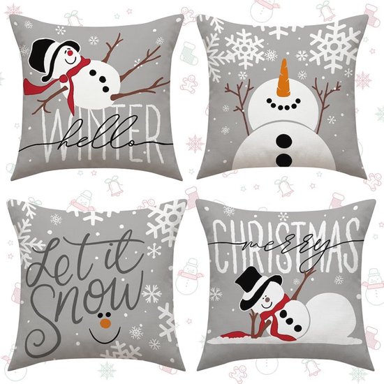 Decoratieve kerstkussenslopen - 4 stuks met kerstmotief voor bank en ...