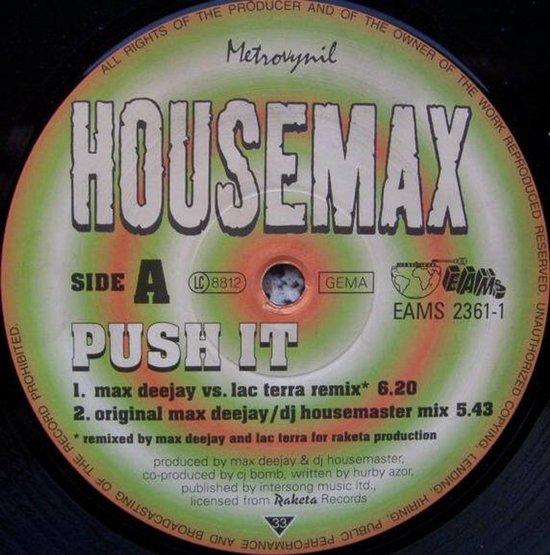 Push It, Housemax | Media condition: Very Good Plus (VG+) | 1 x Vinyl ...
