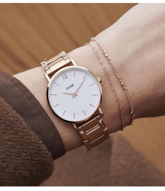Montres CLUSE Minuit Three Link Plaqué Or Rose Couleur Or Rose | bol.com