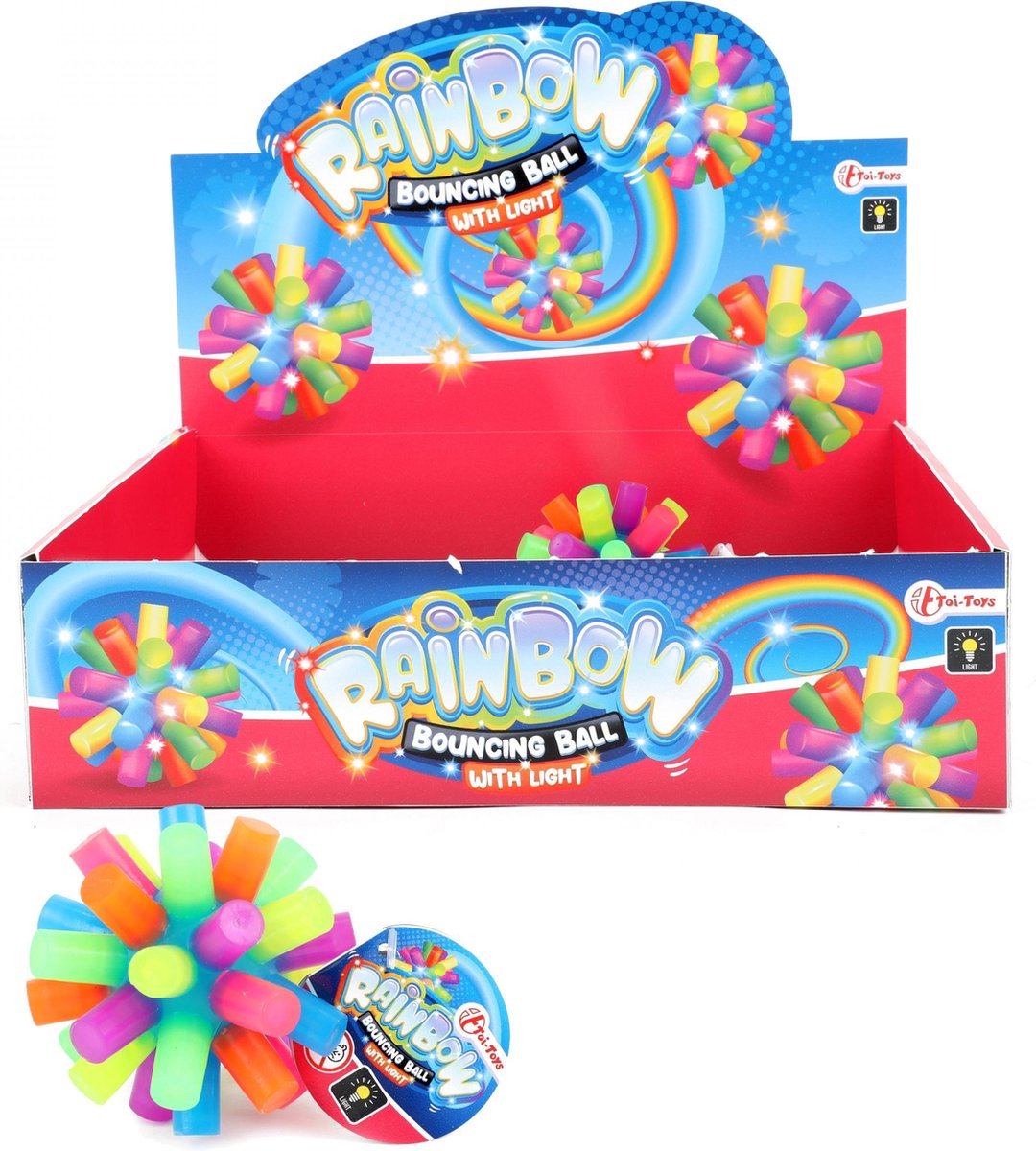 Toi-toys Stuiterbal Rainbow Met Licht Junior Rubber | bol.com