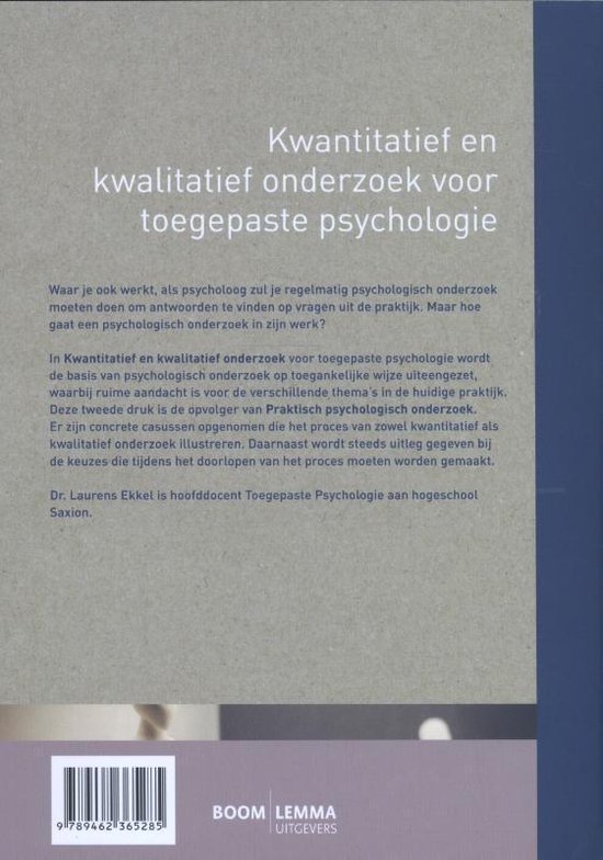 Kwantitatief en kwalitatief onderzoek voor toegepaste psychologie ...