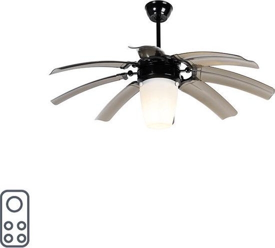 QAZQA wings - Plafondventilator met lamp - 1 lichts - Ø 1066 mm - Zwart ...