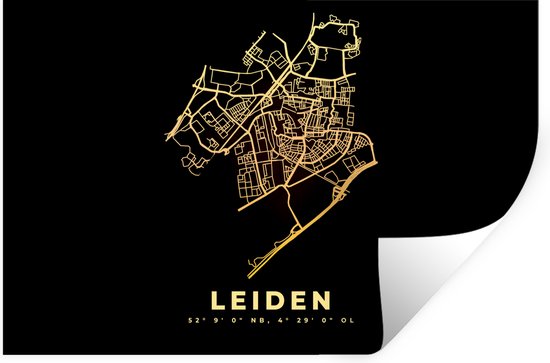 Muurstickers - Sticker Folie - Stadskaart - Leiden - Plattegrond ...