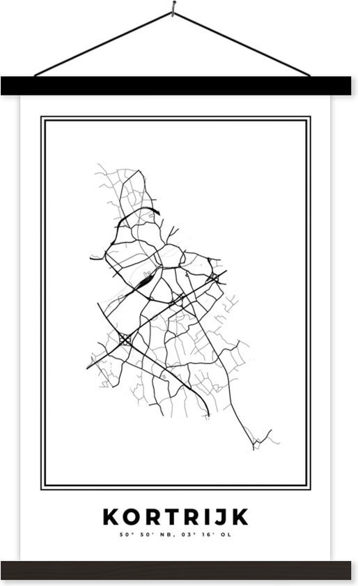 Posterhanger Incl Poster Schoolplaat Stadskaart Zwart Wit Kaart Kortrijk Bol