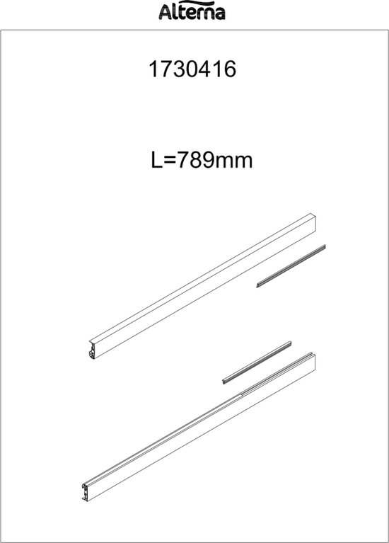 Guo Free basic geleiderail v. schuifdeur 90cm 789mm set chroom, chroom ...