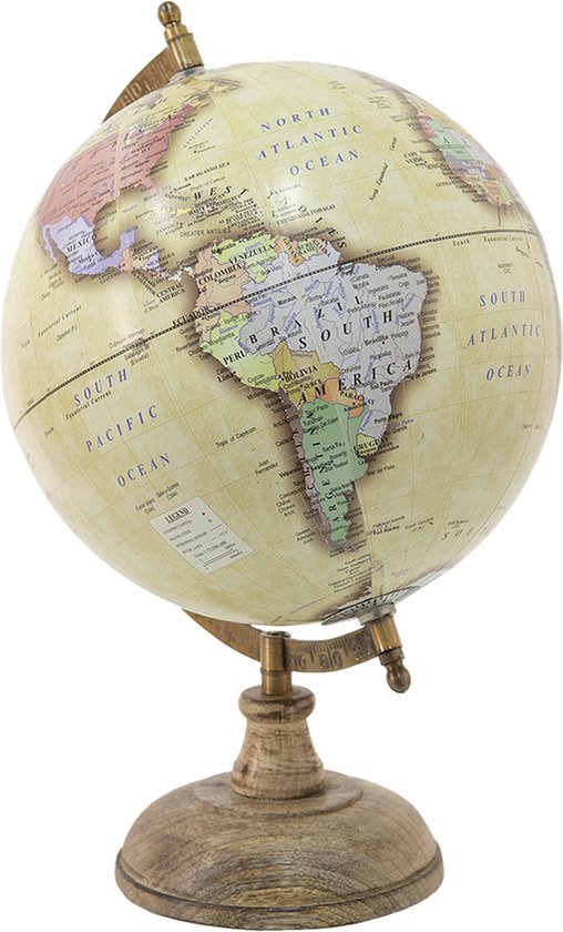 Wereldbol Decoratie 22*22*33 cm Geel Hout, Ijzer Globe Aardbol | bol.com