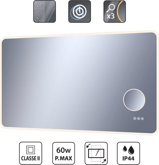 SENSEA - Miroir salle de bain LED avec éclairage 60W LOOKA lampe miroir ...