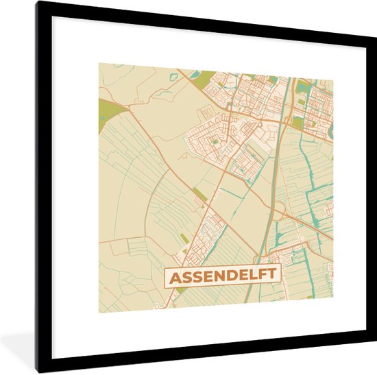 Fotolijst incl. Poster - Assendelft - Stadskaart - Vintage - Kaart ...