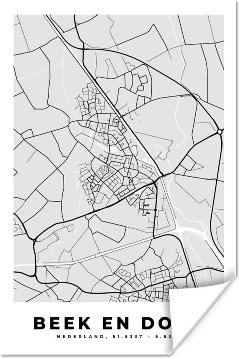 Poster Kaart - Beek en Donk - Nederland - Stadskaart - Plattegrond ...