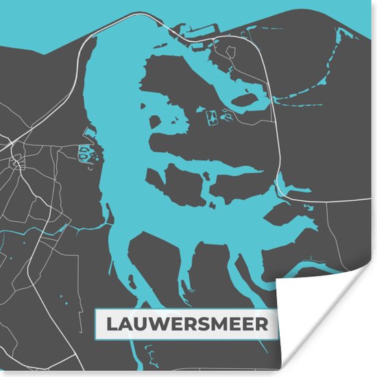 Poster Nederland - Water - Lauwersmeer - Kaart - Plattegrond ...