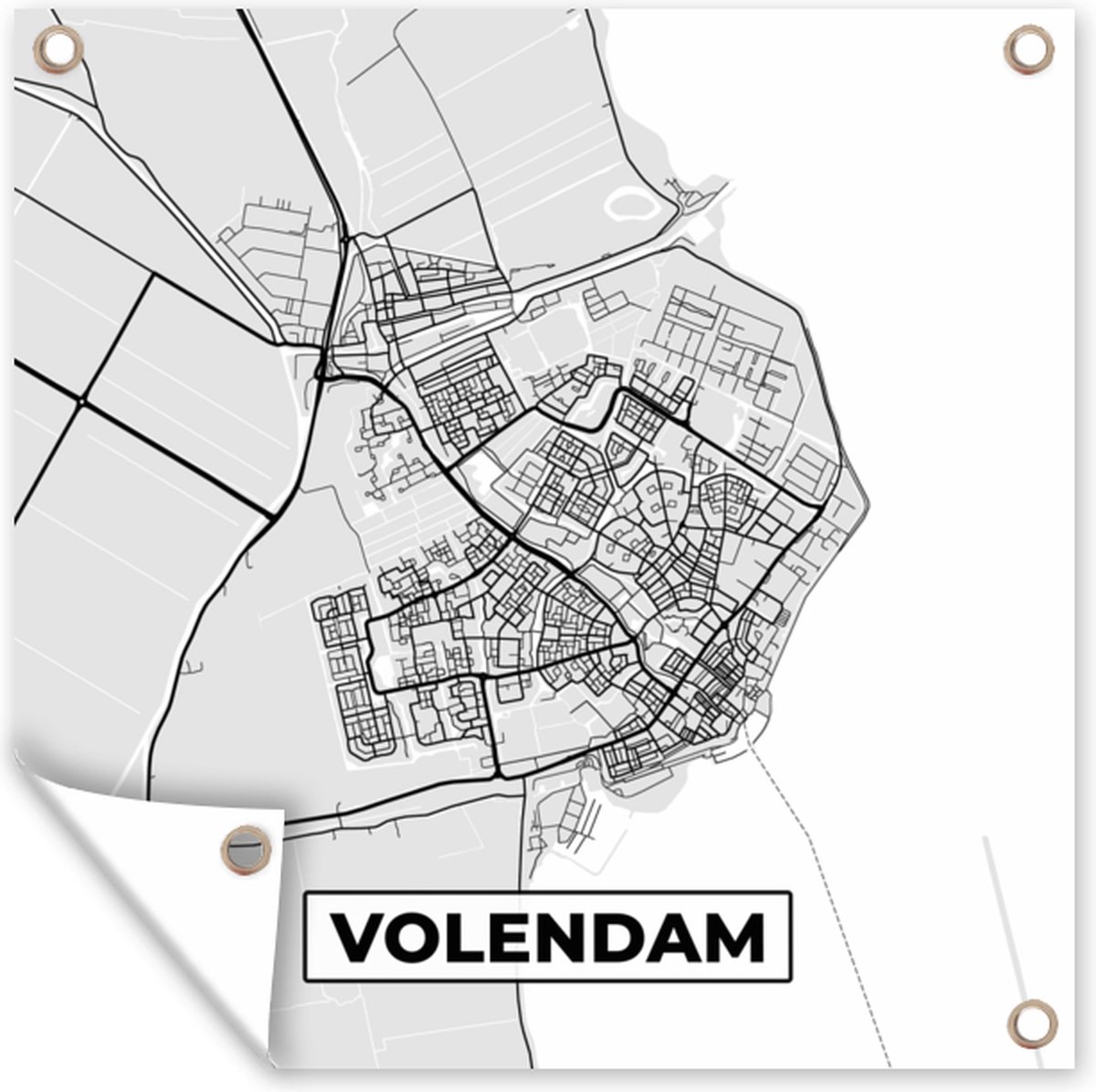 Tuindoek Plattegrond - Volendam - Kaart - Stadskaart - 100x100 cm | bol.com