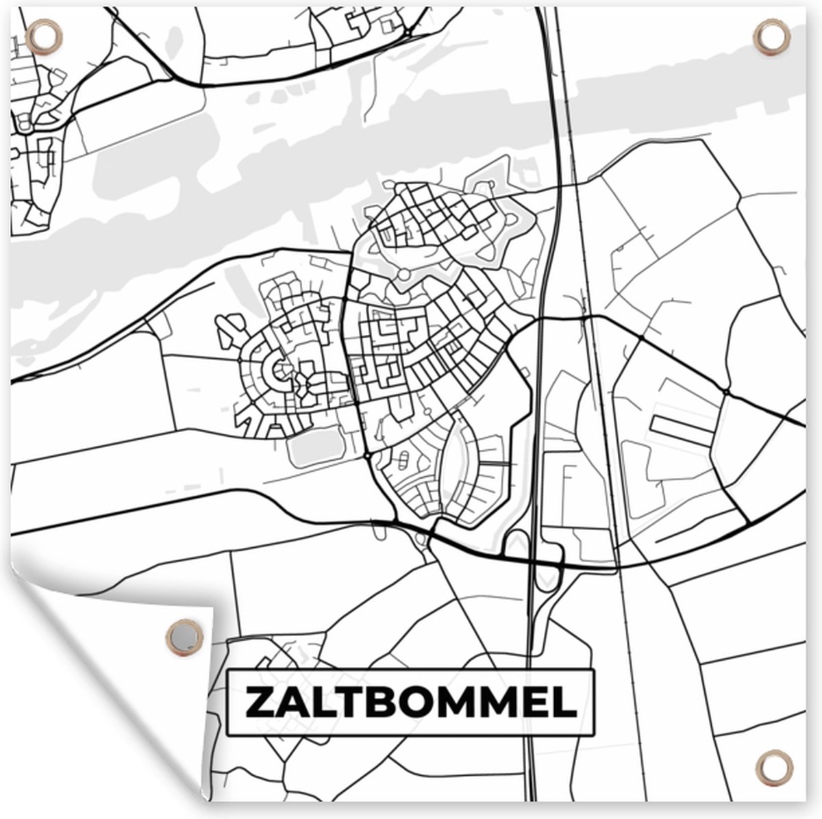 Tuinposters Zaltbommel - Zwart Wit - Stadskaart - Plattegrond - Kaart ...