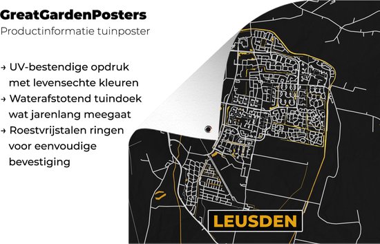 Tuin poster Leusden - Stadskaart - Goud - Kaart - Plattegrond - 200x200 ...