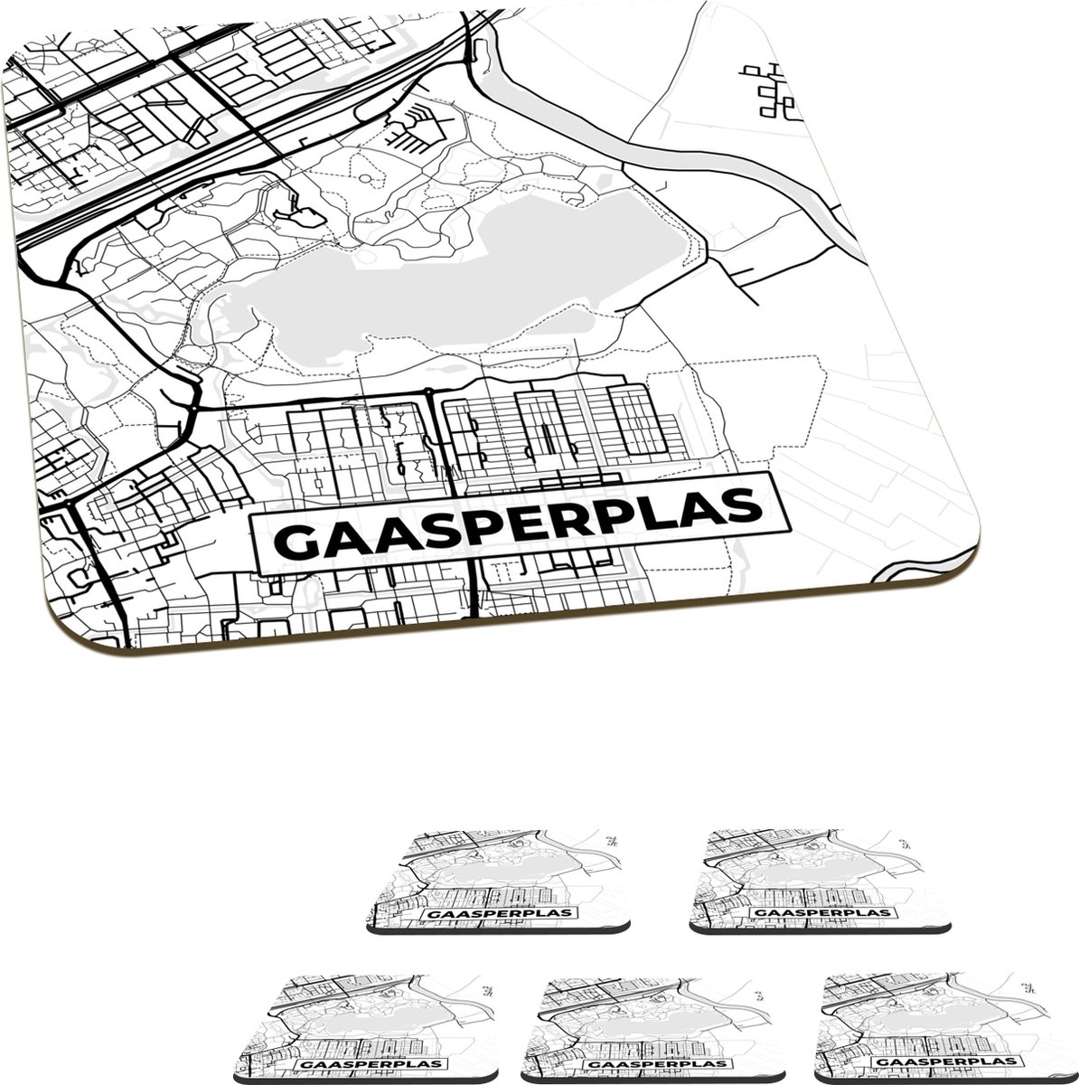 Onderzetters voor glazen - Kaart - Gaasperplas - Plattegrond ...