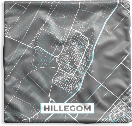 Kussenhoes 60x60 cm - Hillegom - Kaart - Stadskaart - Plattegrond ...