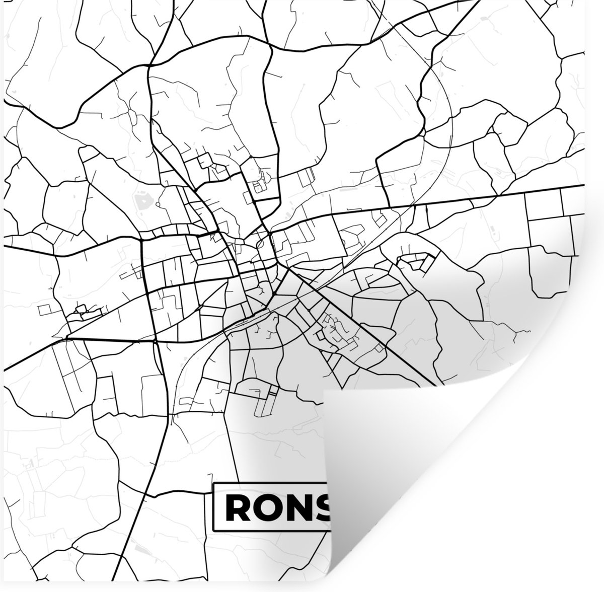 Muurstickers - Stadskaart – Plattegrond – België – Zwart Wit – Ronse ...
