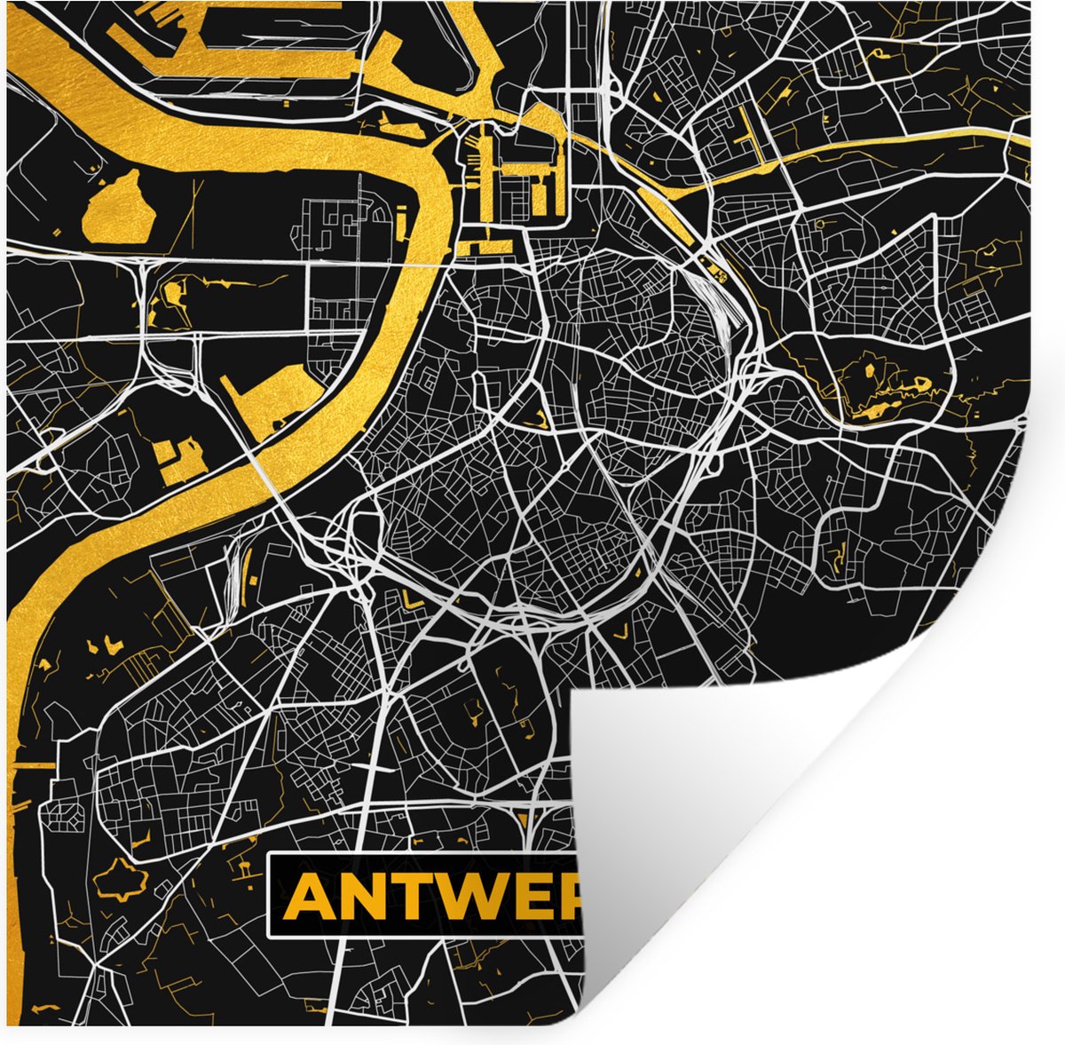Stickers muraux - Anvers - Or - Carte - Plan de la ville - Carte ...
