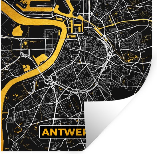 Stickers muraux - Anvers - Or - Carte - Plan de la ville - Carte ...