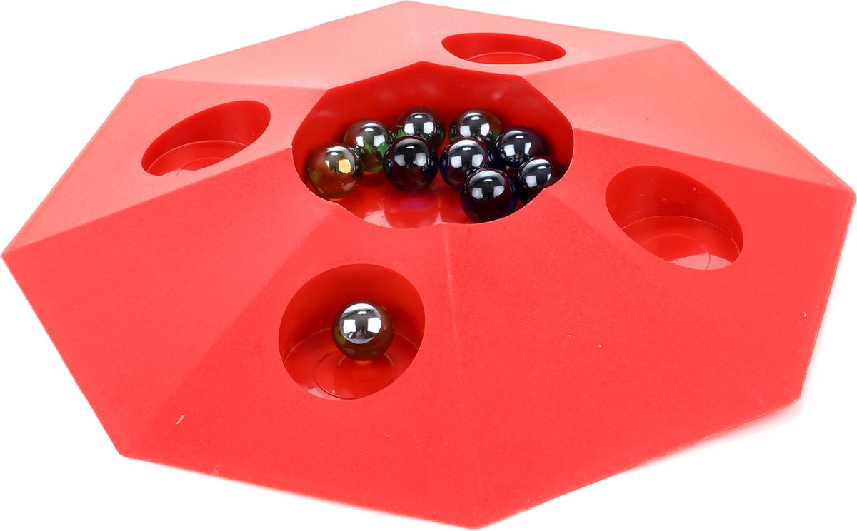 Rode knikkerpot met knikkers 22 cm - Speelgoed knikker pot vulkaan ...