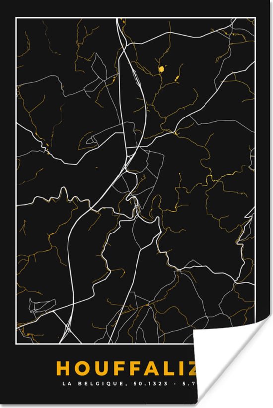 Affiche Houffalize - Or - Plan de ville - Plan d'étage - Carte - 20x30 ...
