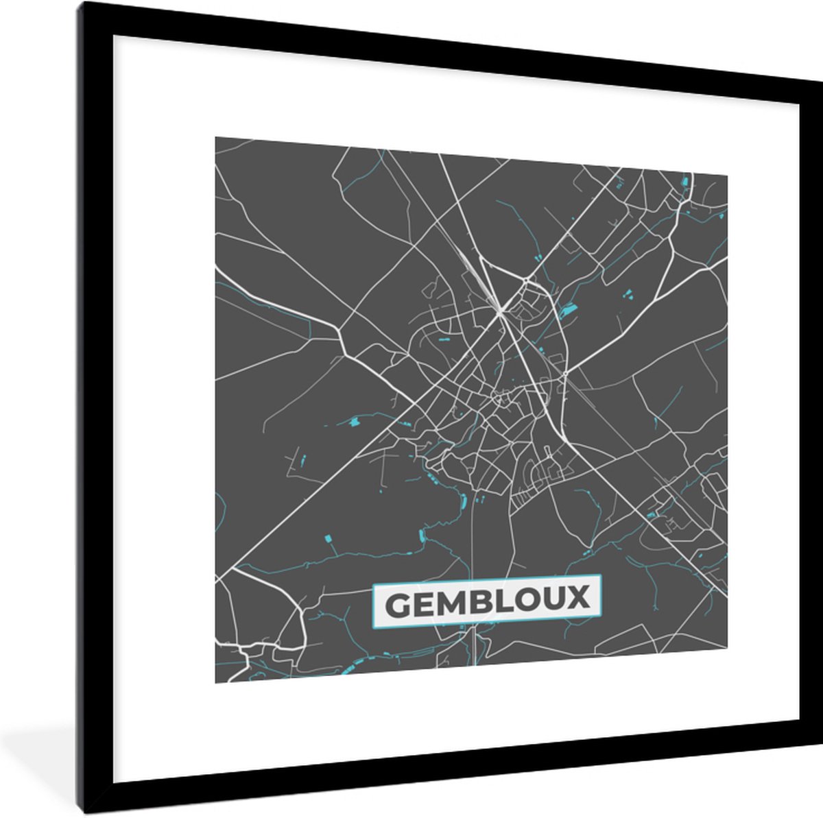 Cadre photo avec affiche - België - Gembloux - Plan de la ville - Carte ...